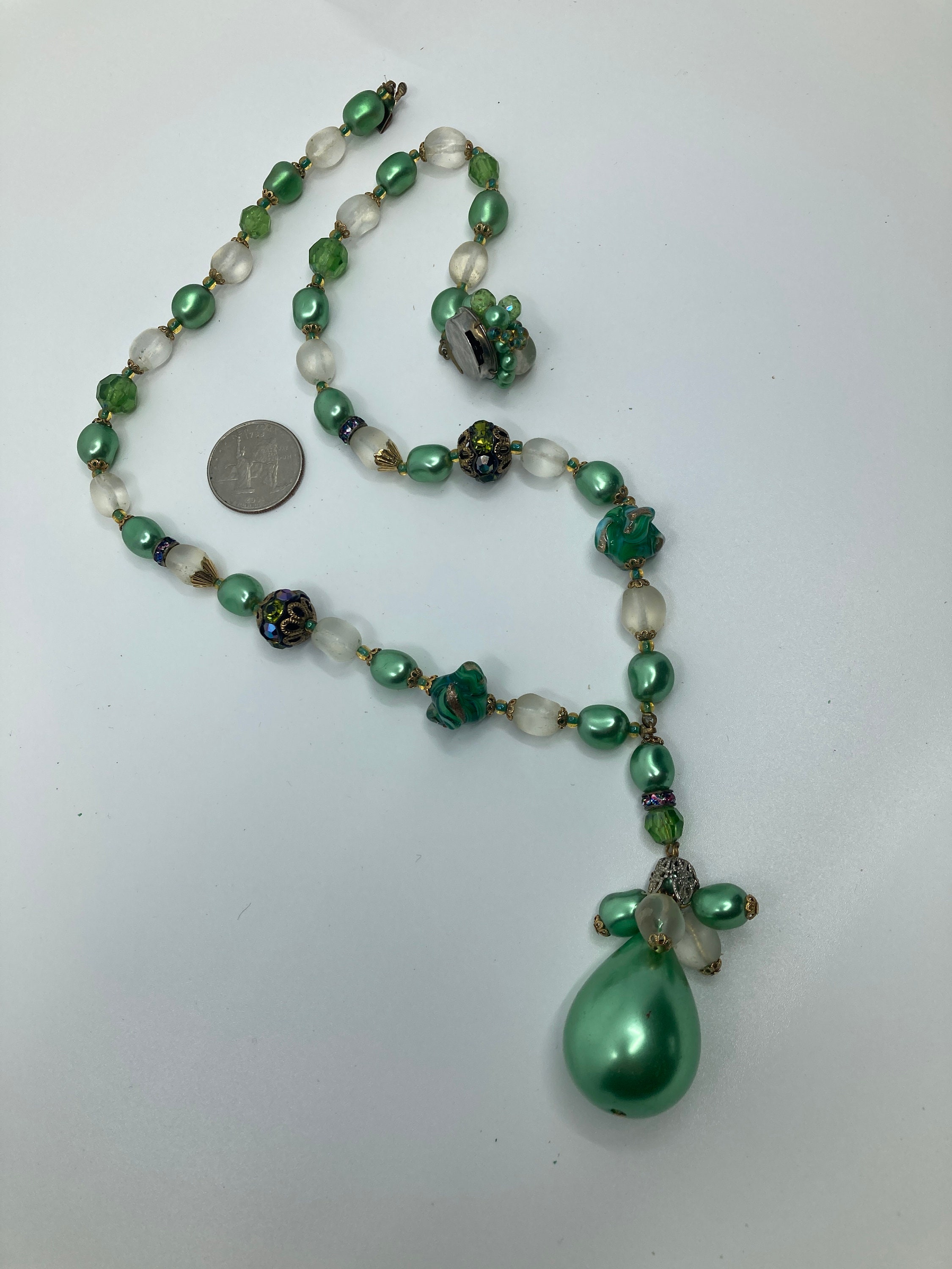 Vtg MIRIAM HASKELL Green Lucite Glass Beads Tassel Necklace - Etsy