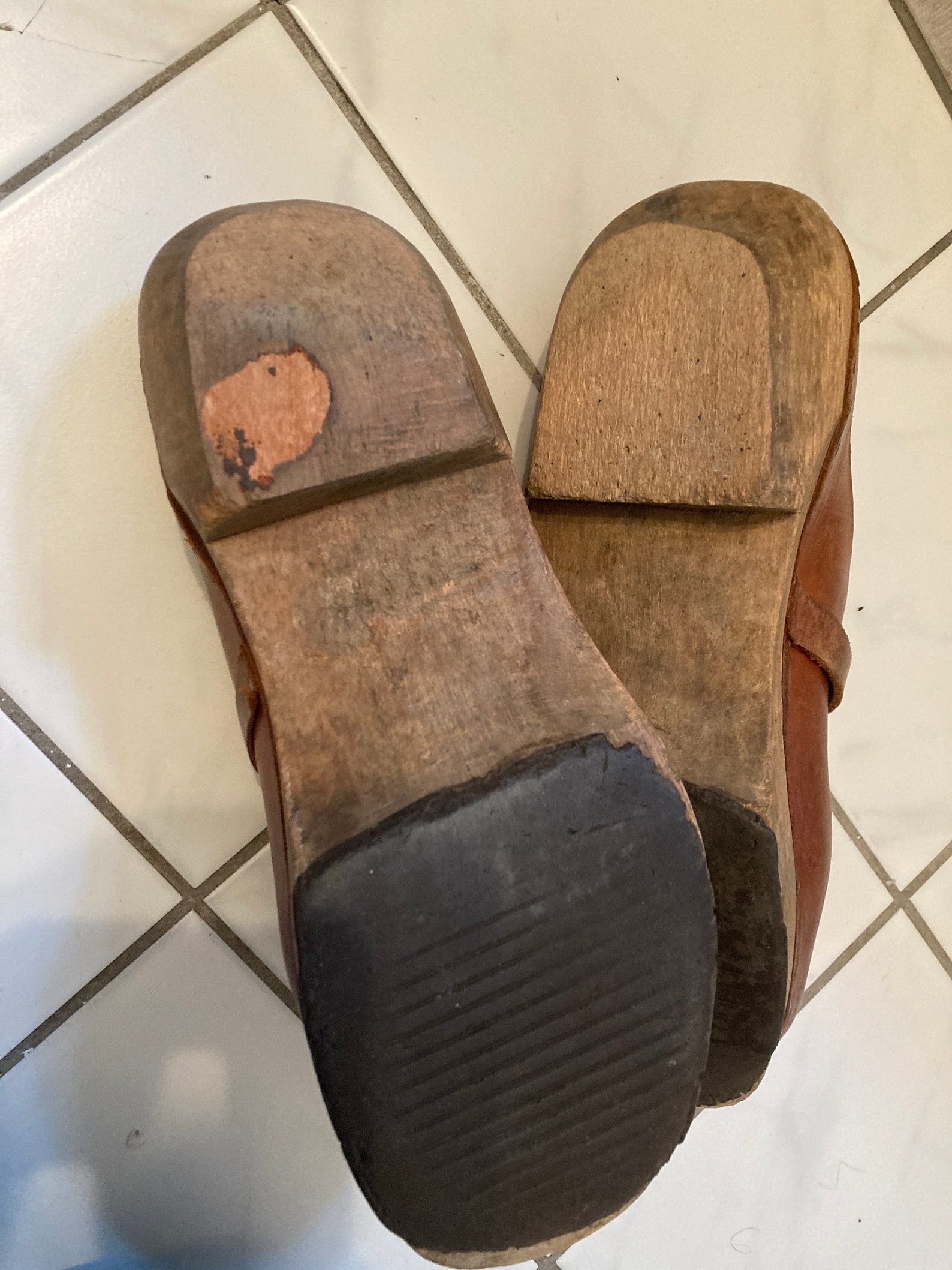 Vtg RARE 1970s Wooden Clogs Leather Upper Mens Womens Shoes Sz 8 1/2 ...