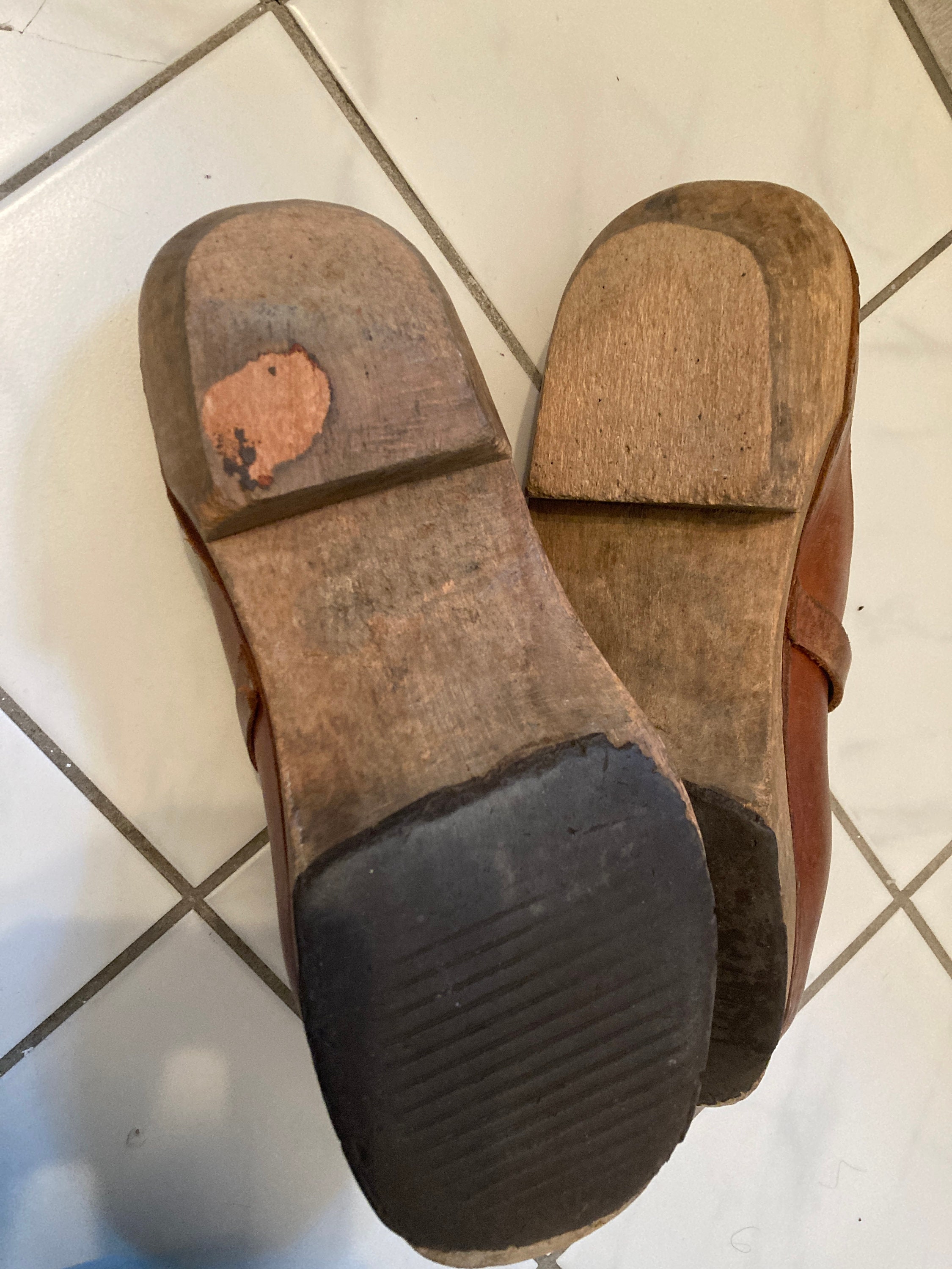 Vtg RARE 1970s Wooden Clogs Leather Upper Mens Womens Shoes Sz 8 1/2 ...
