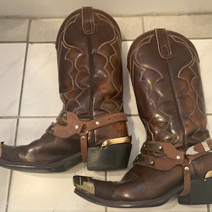 Vtg E.E. JENNINGS Cowboy Western Rockabilly Metal Toe Tips Harness Mens ...