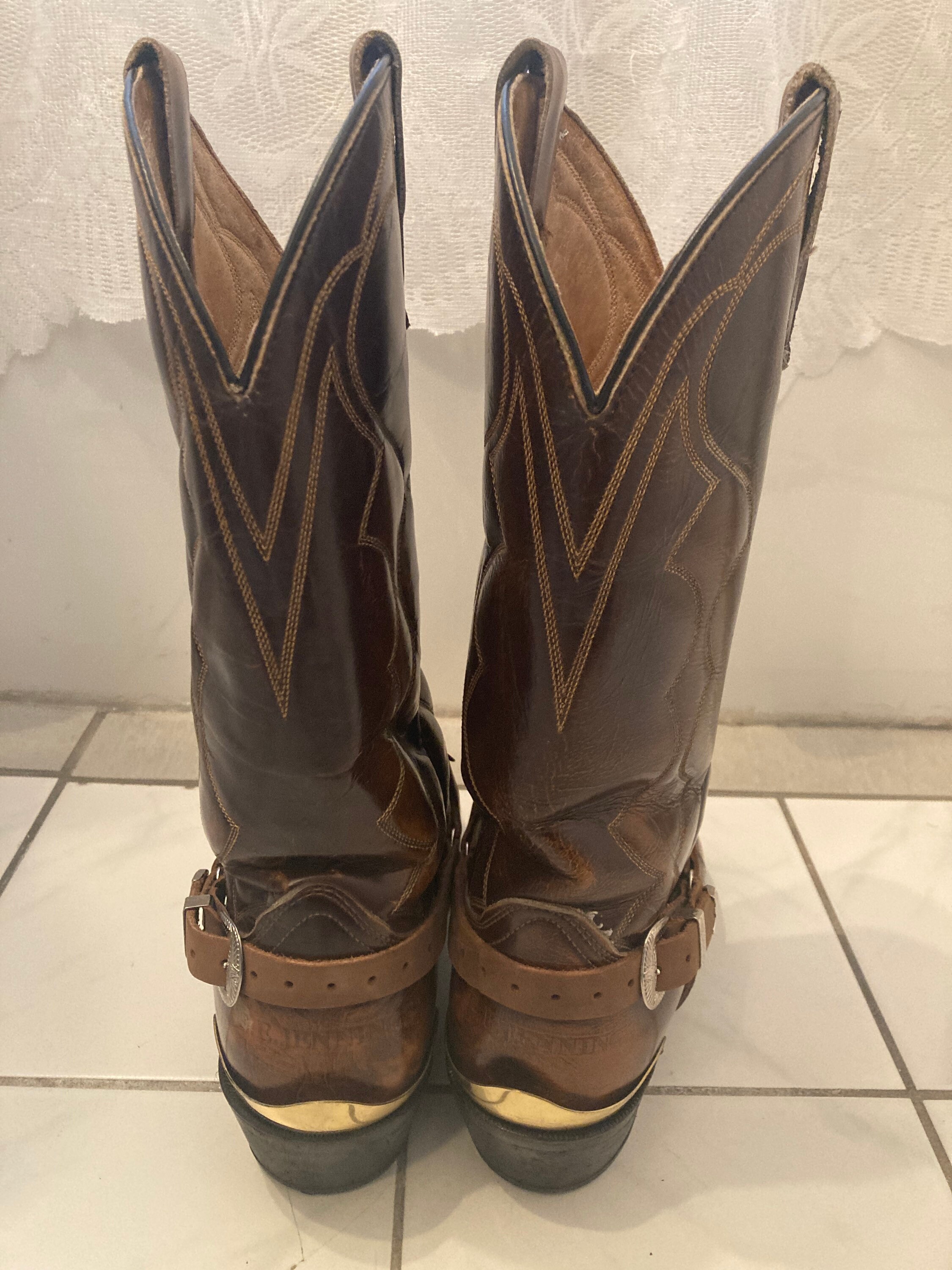 Vtg E.E. JENNINGS Cowboy Western Rockabilly Metal Toe Tips Harness Mens ...