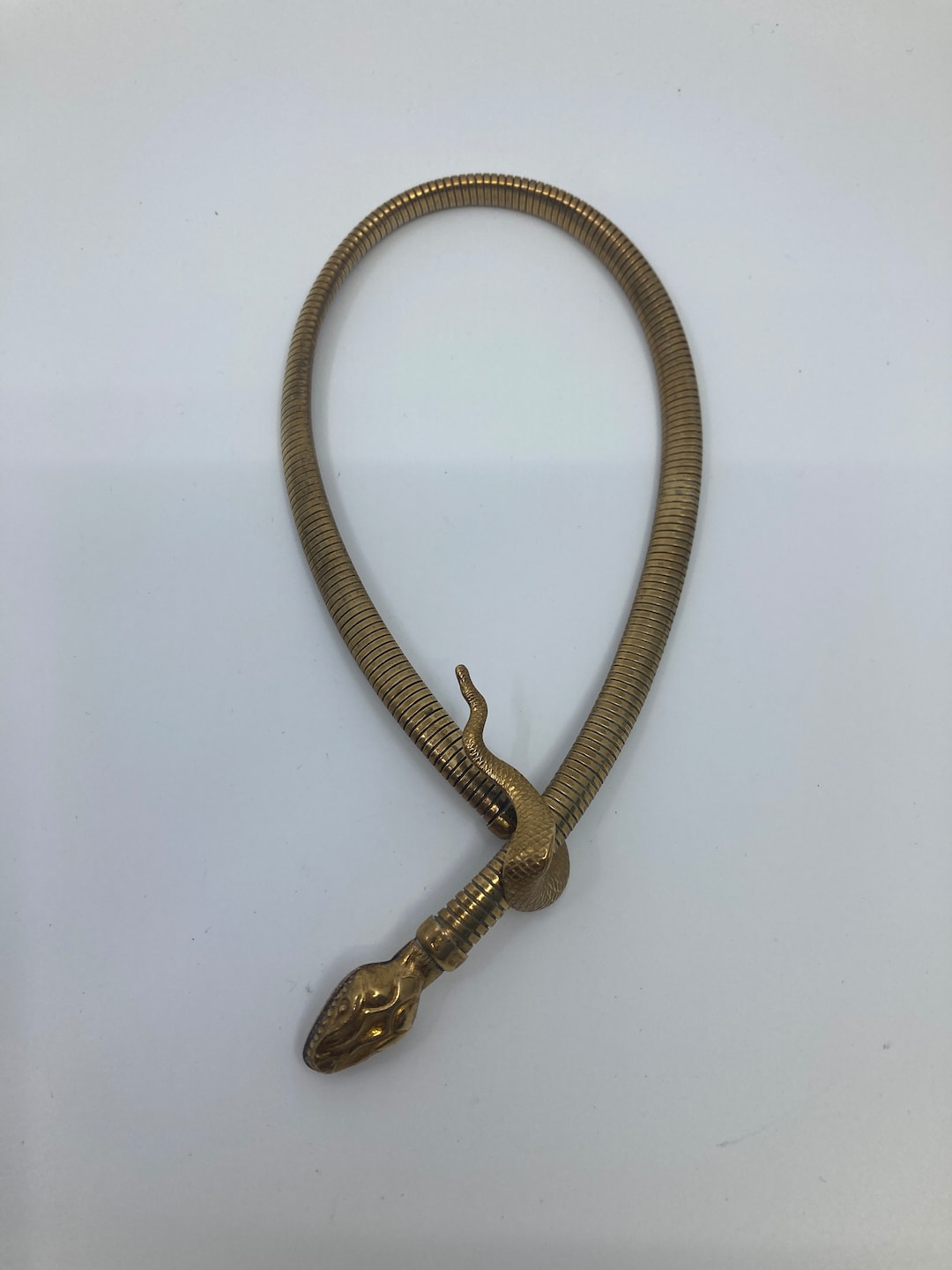 Vtg 1930 Art Deco Brass Snake Cobra Choker Necklace - Etsy