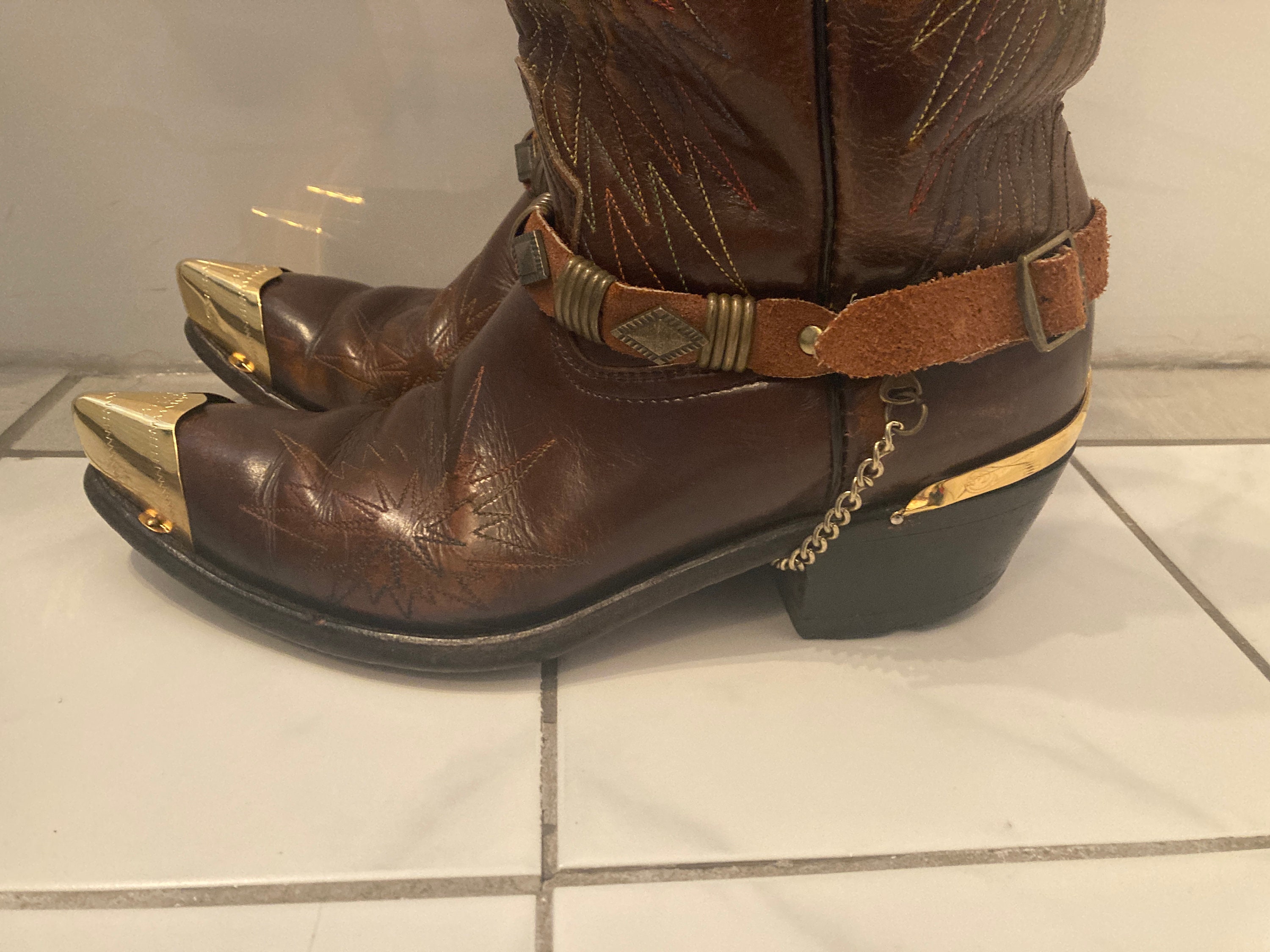 Vtg ACME Indian Western Cowboy Rockabilly Harness Metal Toe Tips Mens ...