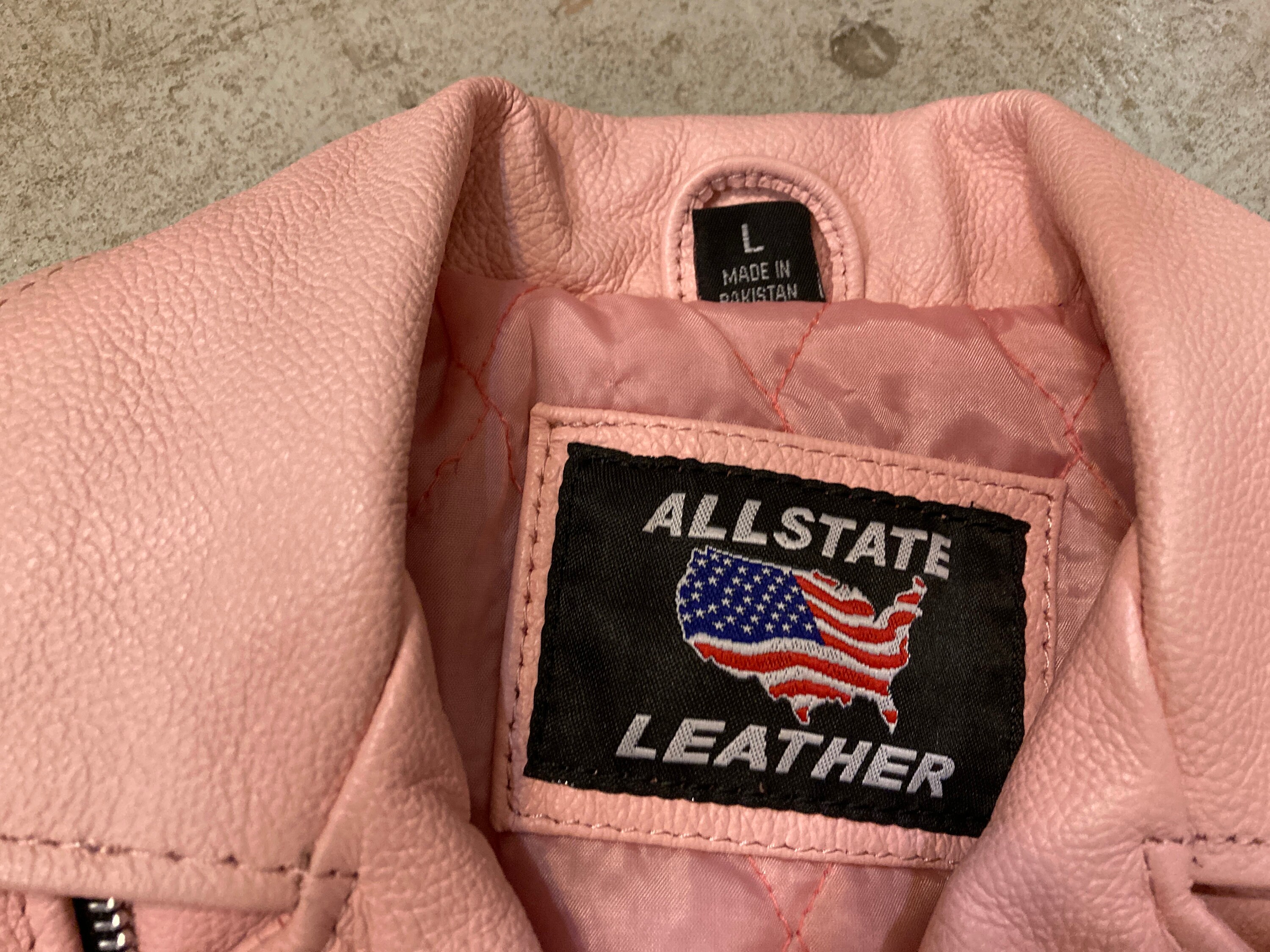Vtg ALLSTATE Never Worn Pink Leather Perfecto Biker Motorcycle Children ...