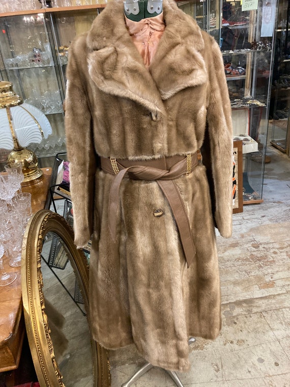 Vtg 1970s TISSAVEL FRANCE faux mink fur disco winter … - Gem