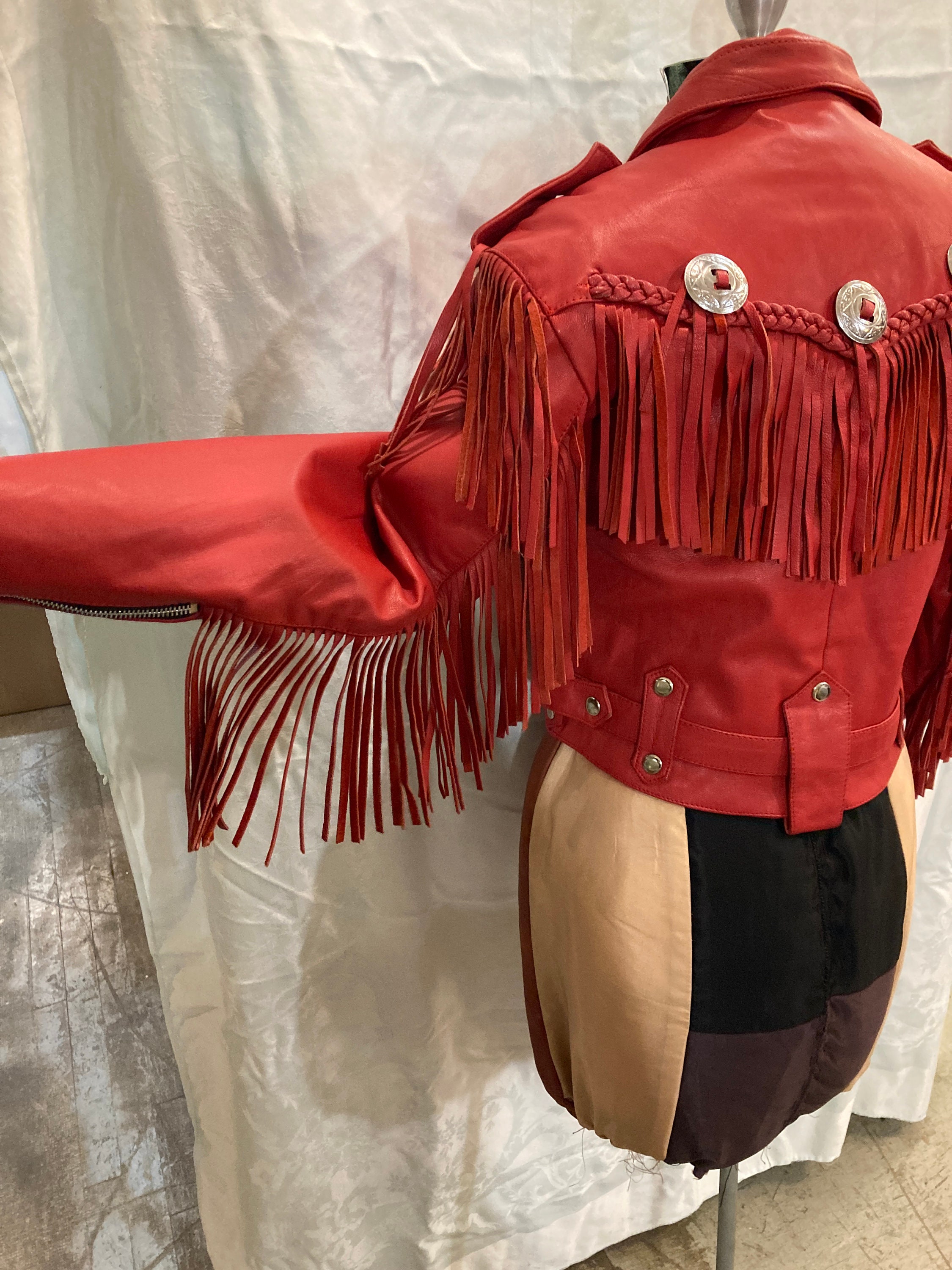 Vtg 1980s FIRST Red Leather Fringe Western Cowboy Womens Jacket Sz ...