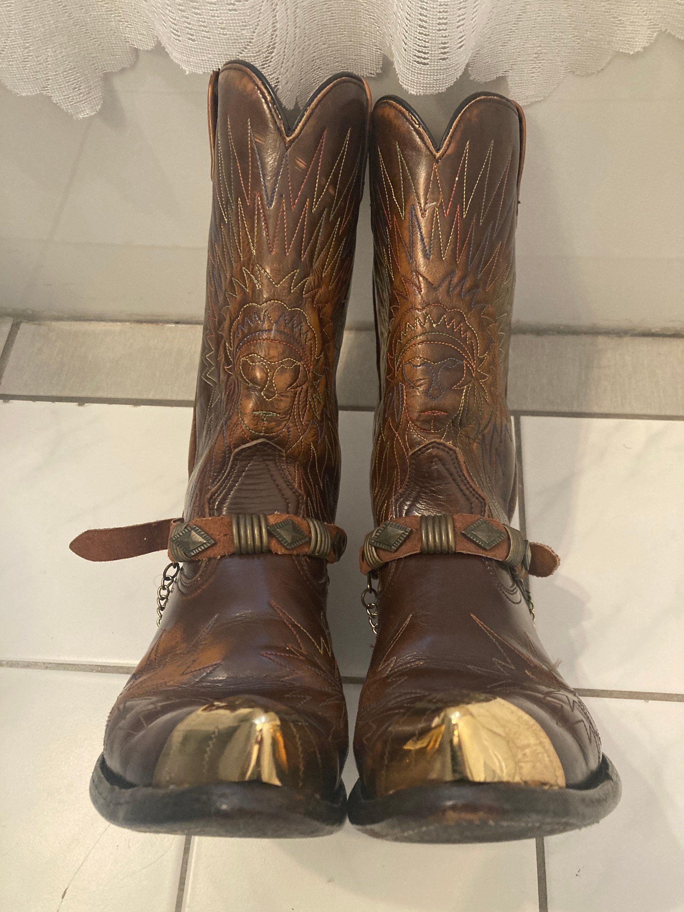 Vtg ACME Indian Western Cowboy Rockabilly Harness Metal Toe Tips Mens ...
