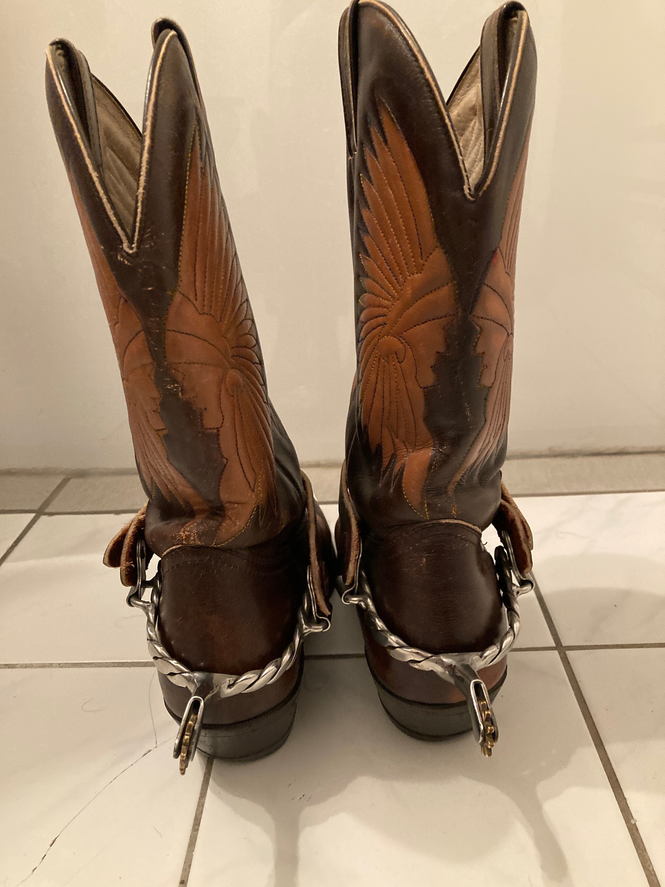 Vtg BOULET Western Cowboy Indian Rockabilly Spurs Metal Toe Vtg BOULET Western Cowboy Indian Rockabilly Spurs Metal Toe