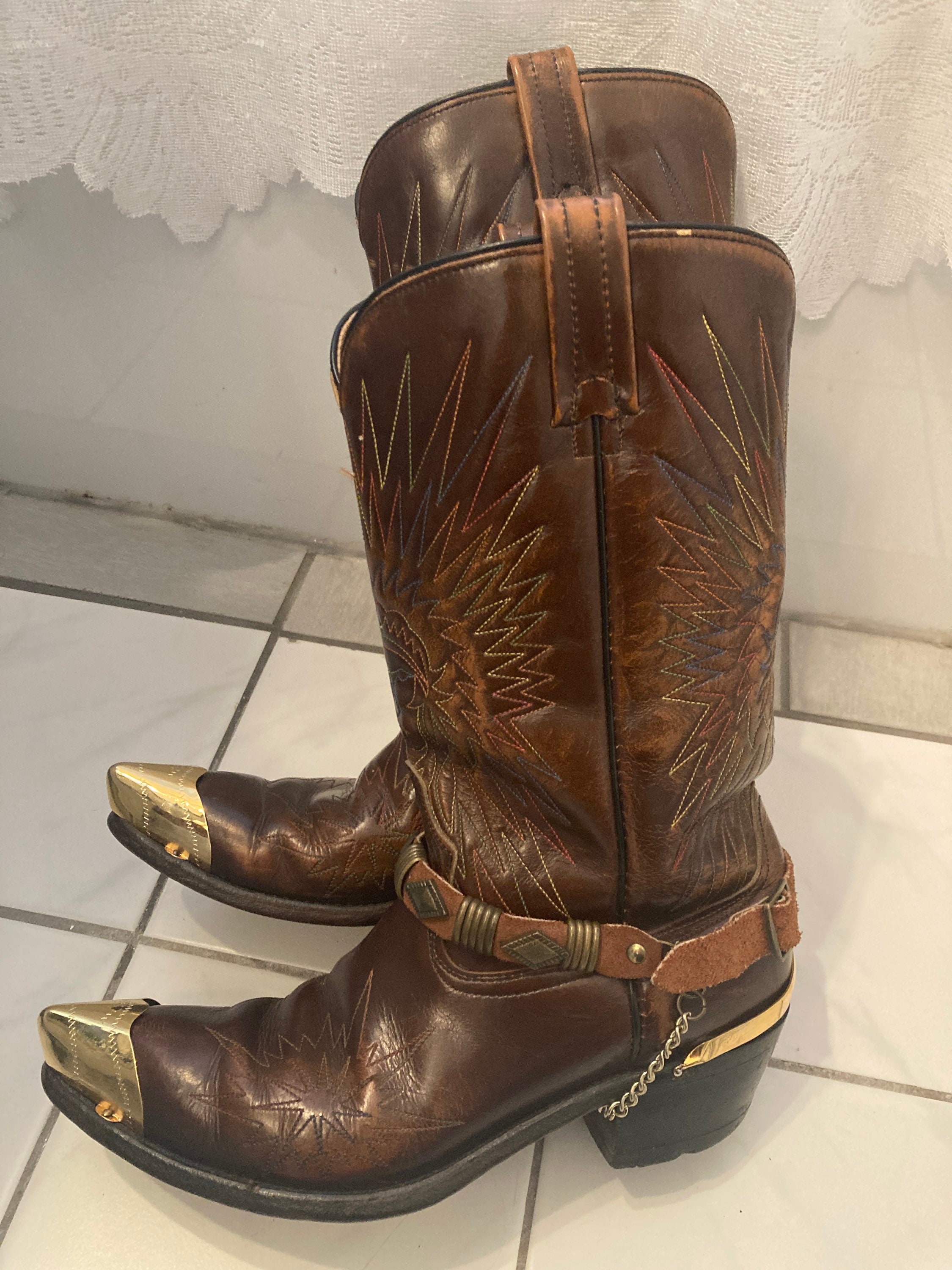 Vtg ACME Indian Western Cowboy Rockabilly Harness Metal Toe Tips Mens ...