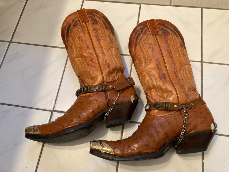 Vtg BOULET Ostrich Western Cowboy Rockabilly Harness Metal Toe Tips ...