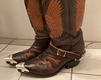 Vtg BOULET Western Cowboy Indian Rockabilly Spurs Metal Toe Vtg BOULET Western Cowboy Indian Rockabilly Spurs Metal Toe