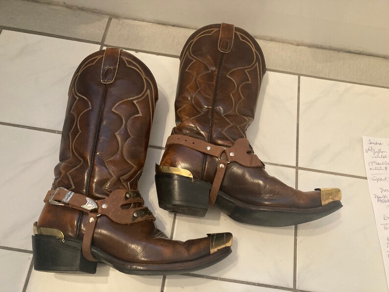 Vtg E.E. JENNINGS Cowboy Western Rockabilly Metal Toe Tips Harness Mens ...