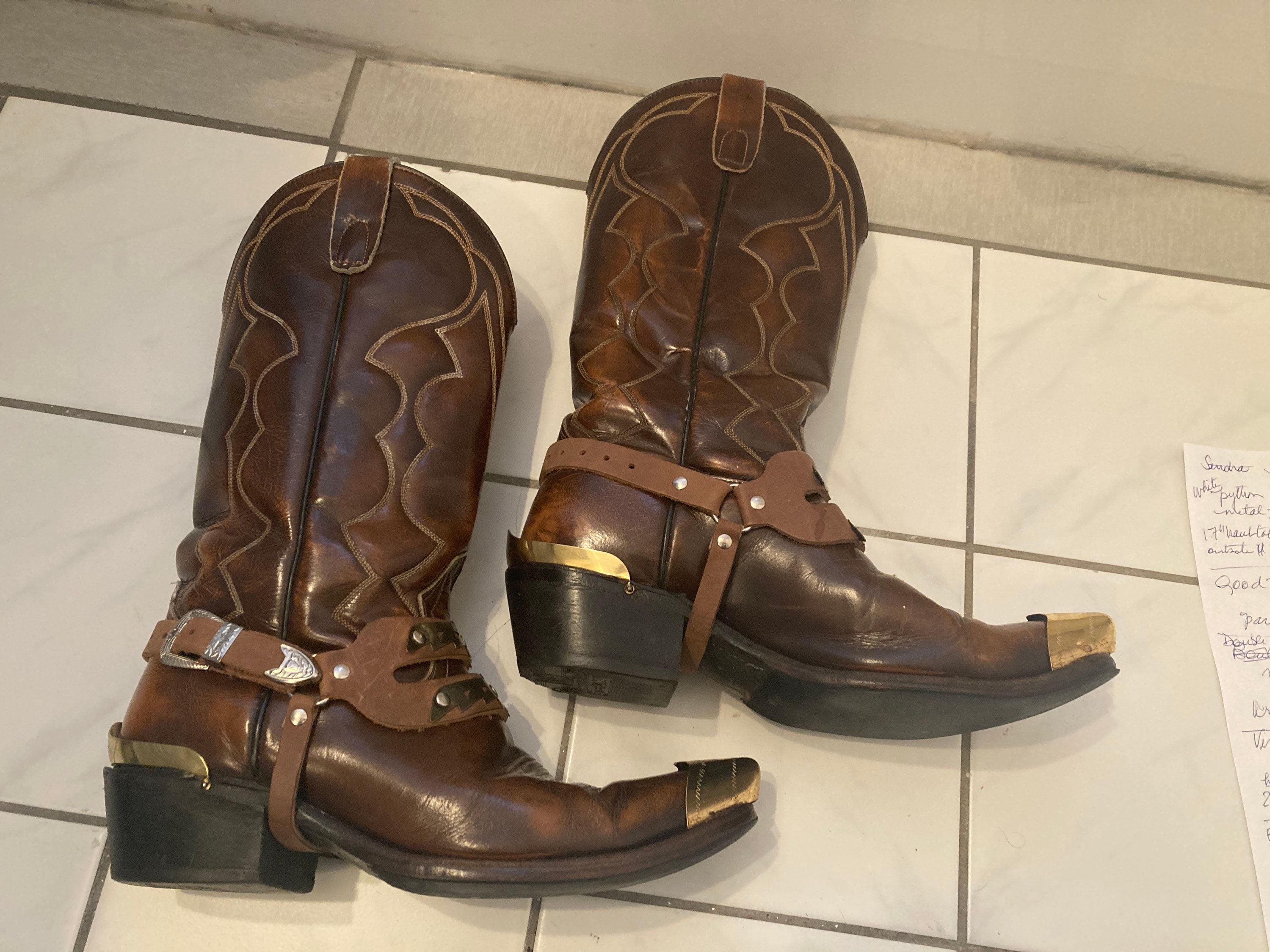 Vtg E.E. JENNINGS Cowboy Western Rockabilly Metal Toe Tips Harness Mens ...