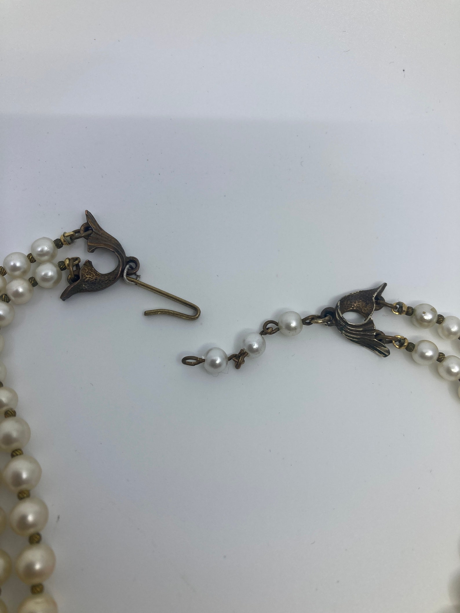 Vtg STANLEY HAGLER Miriam Haskell Style Faux Pearl Brass Filigree ...