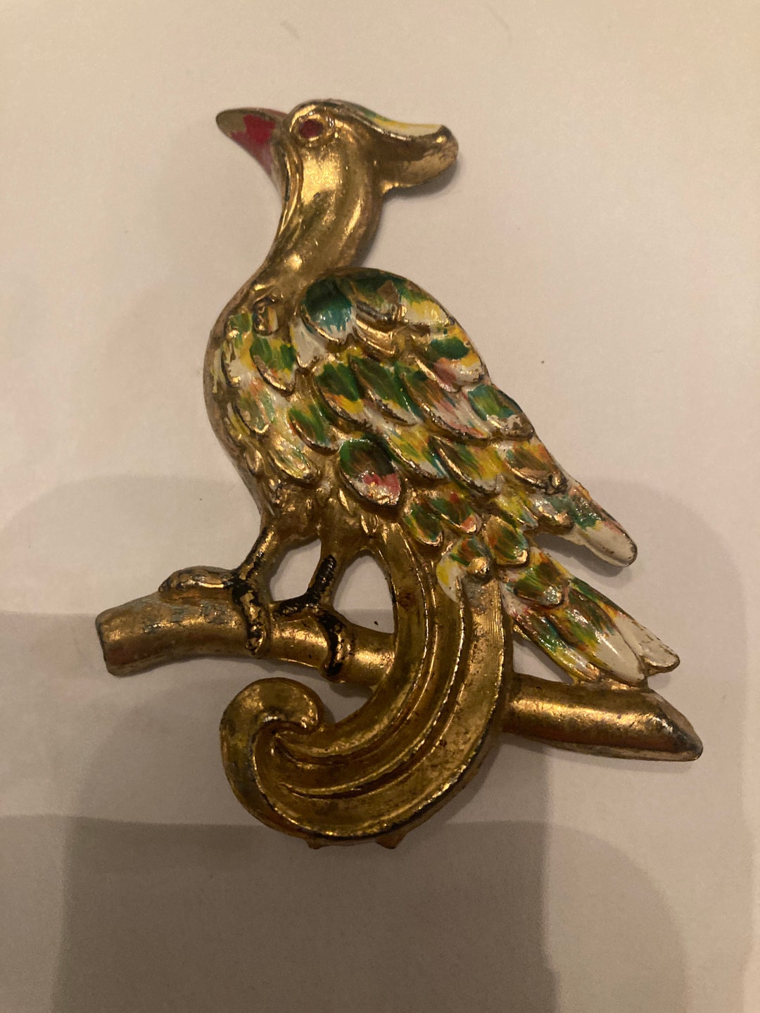 Vtg 1940s CORO Pewter Enamel Paradise Bird Parrot Brooch - Etsy