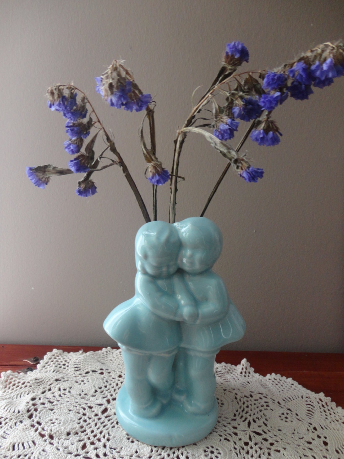 Vintage Blue Planter / Vase / Two Sisters / BEST FRIENDS / Air Plant ...