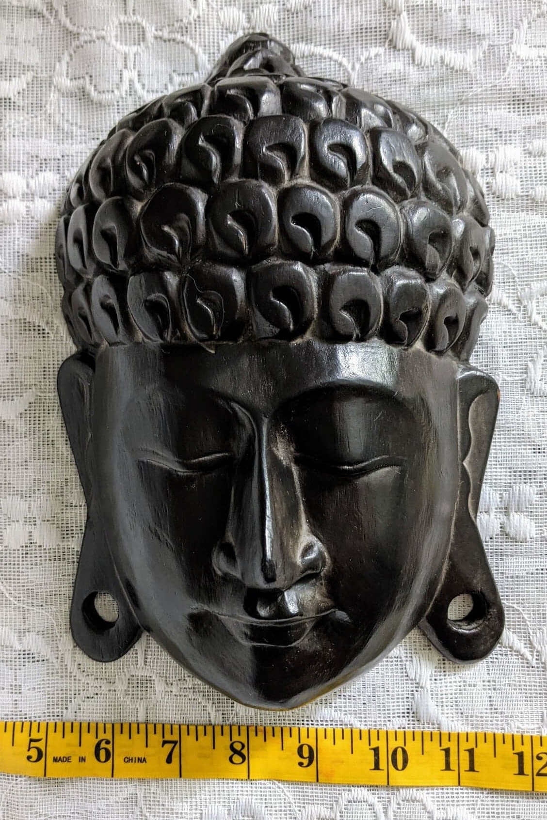 Hand Carved Wooden Mask / Hand Carved Wood / Buddha Hanging Mask ...