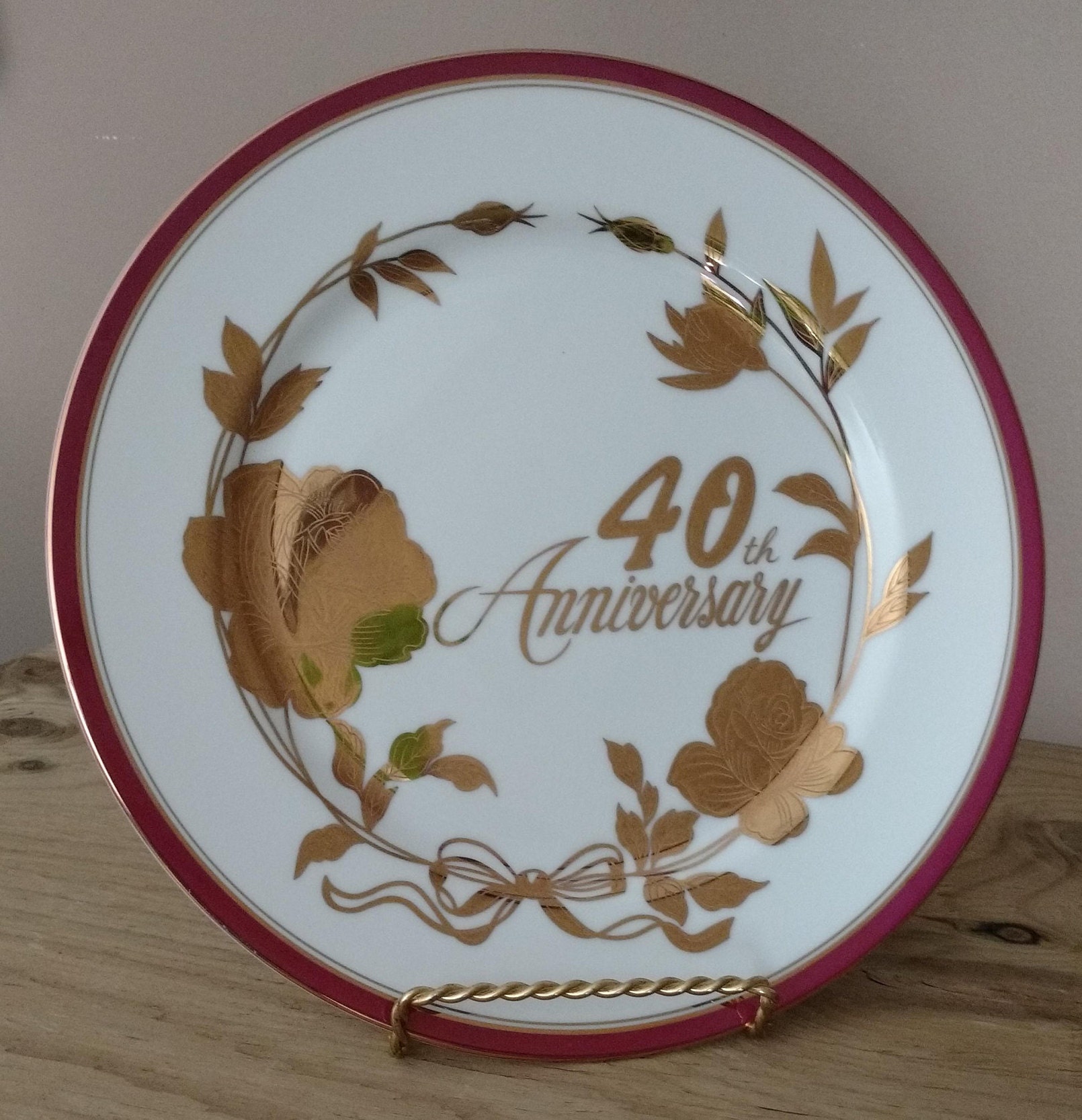 FREE SHIPPING / Vintage Ruby Anniversary Plate 35, 40th Wedding ...
