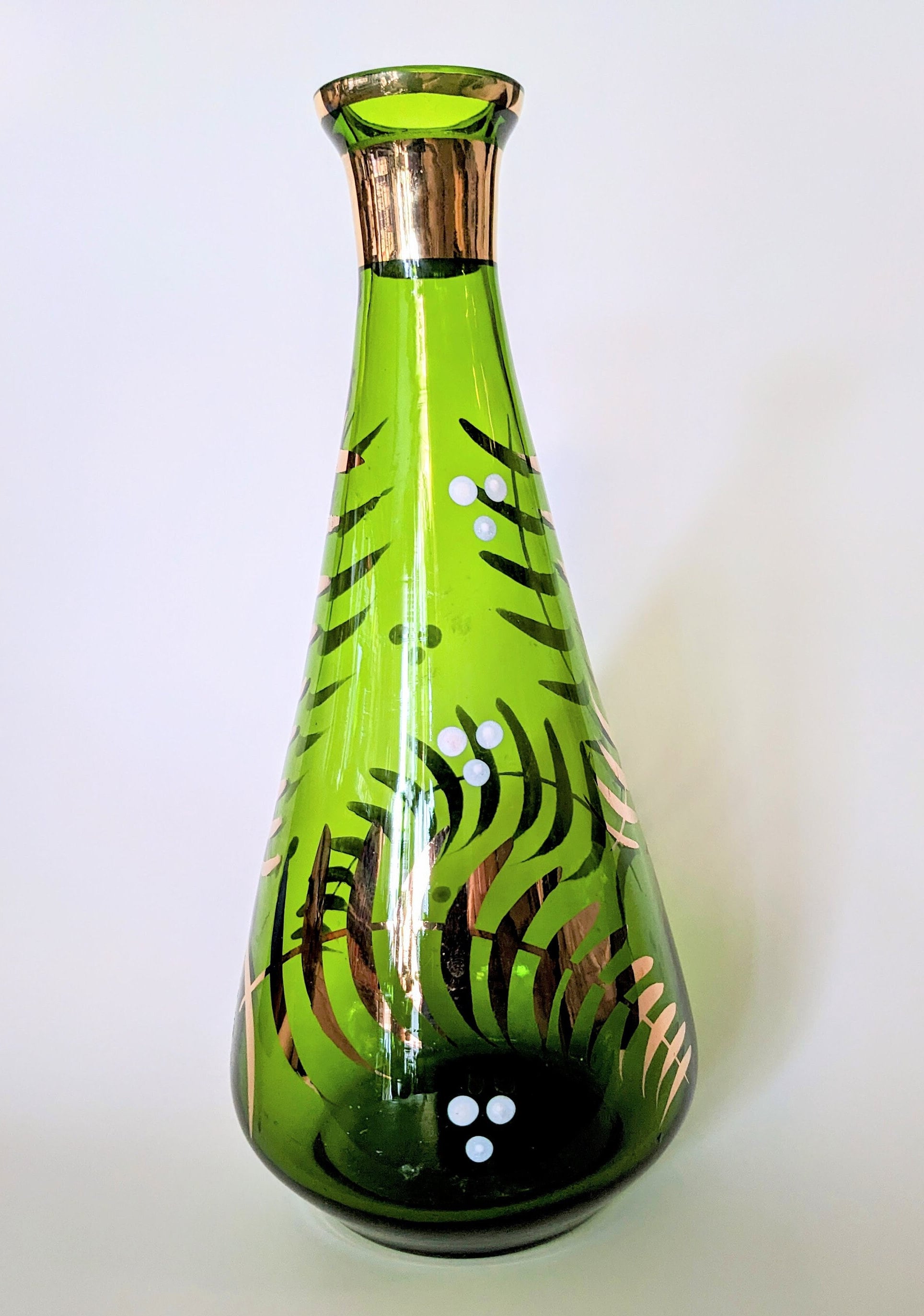 VINTAGE 10'' Emerald Green Glass Vase / Vintage Czech Bohemian Glass ...