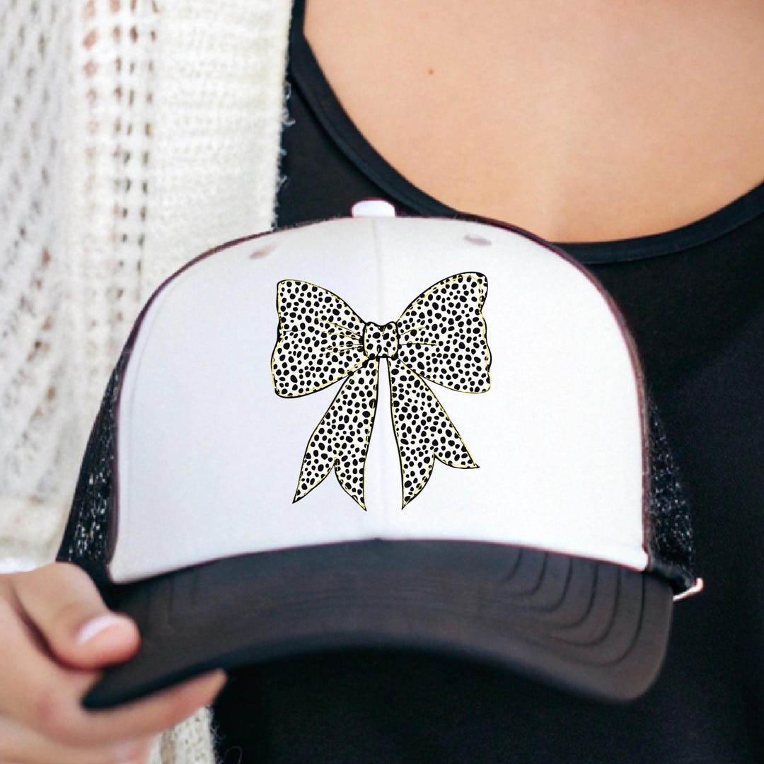Dalmation Print Coquette Bow Trucker Hat | Trendy Bow Hat - Etsy