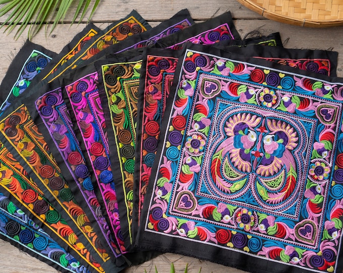 Flower Embroidered Fabric, Hmong Tribe Embroidered Fabric, Thai Fabric ...