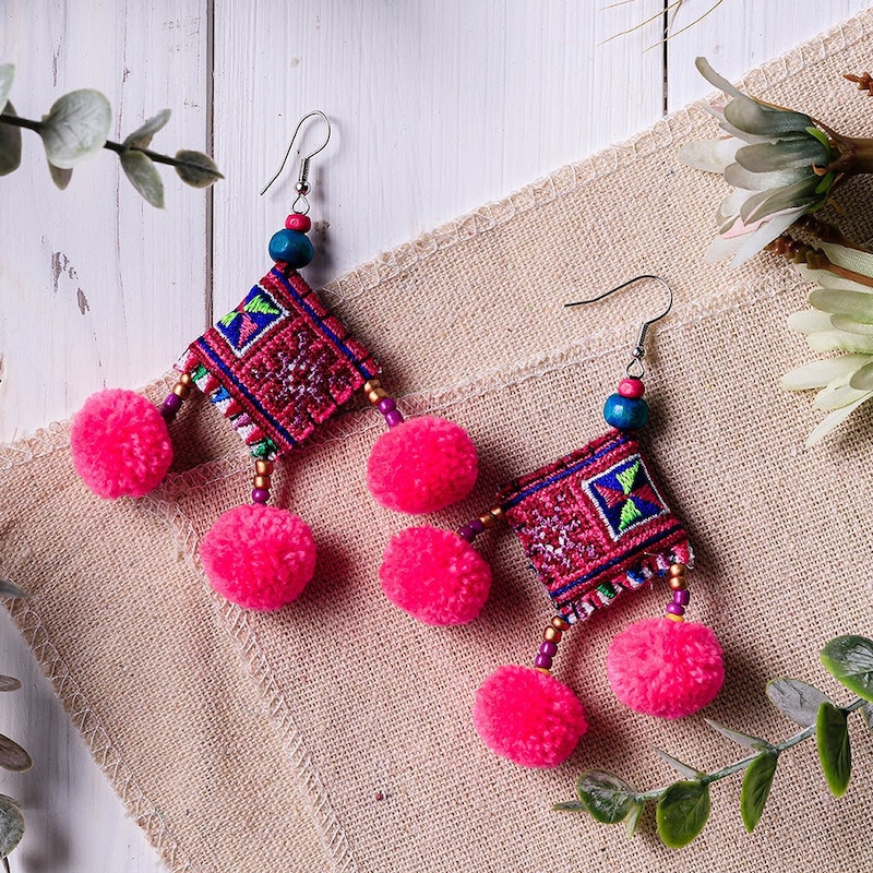 Pom Pom Earrings - Etsy