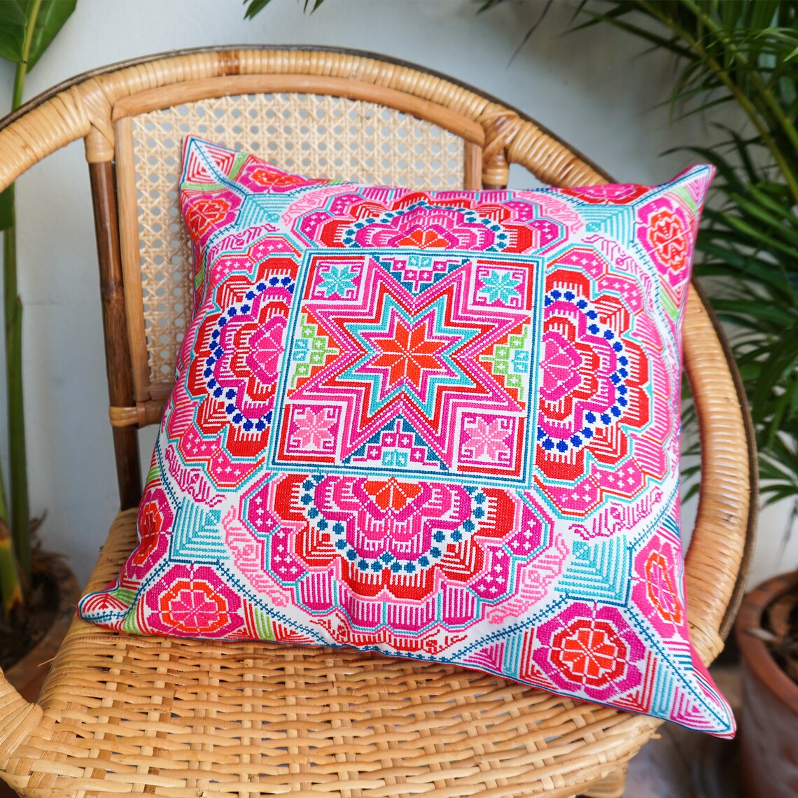 Bohemian Pillow Cover Hmong Hill Tribe Embroidered Pillow | Etsy