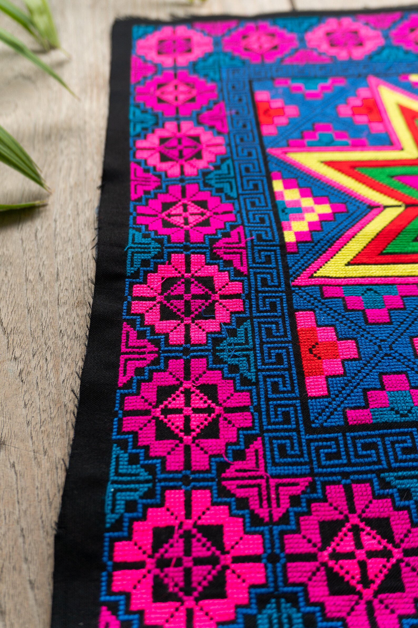 Amazing Multi Star Pattern Embroidered Textile From Thailand, New ...