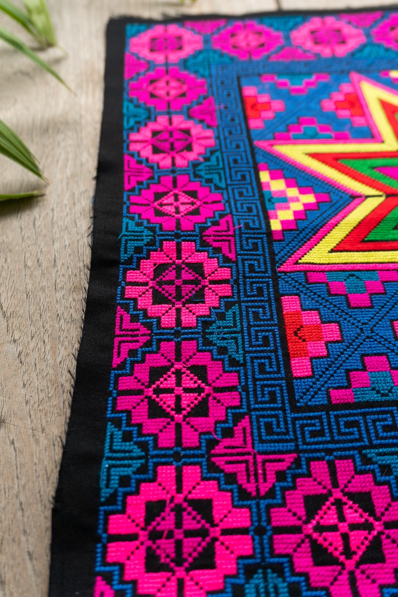 Amazing Multi Star Pattern Embroidered Textile From Thailand, New ...