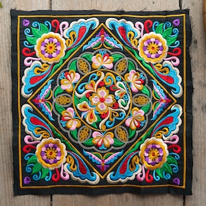 Colorful Butterfly Pattern Hmong Embroidered Textile, Tribal Fabric ...