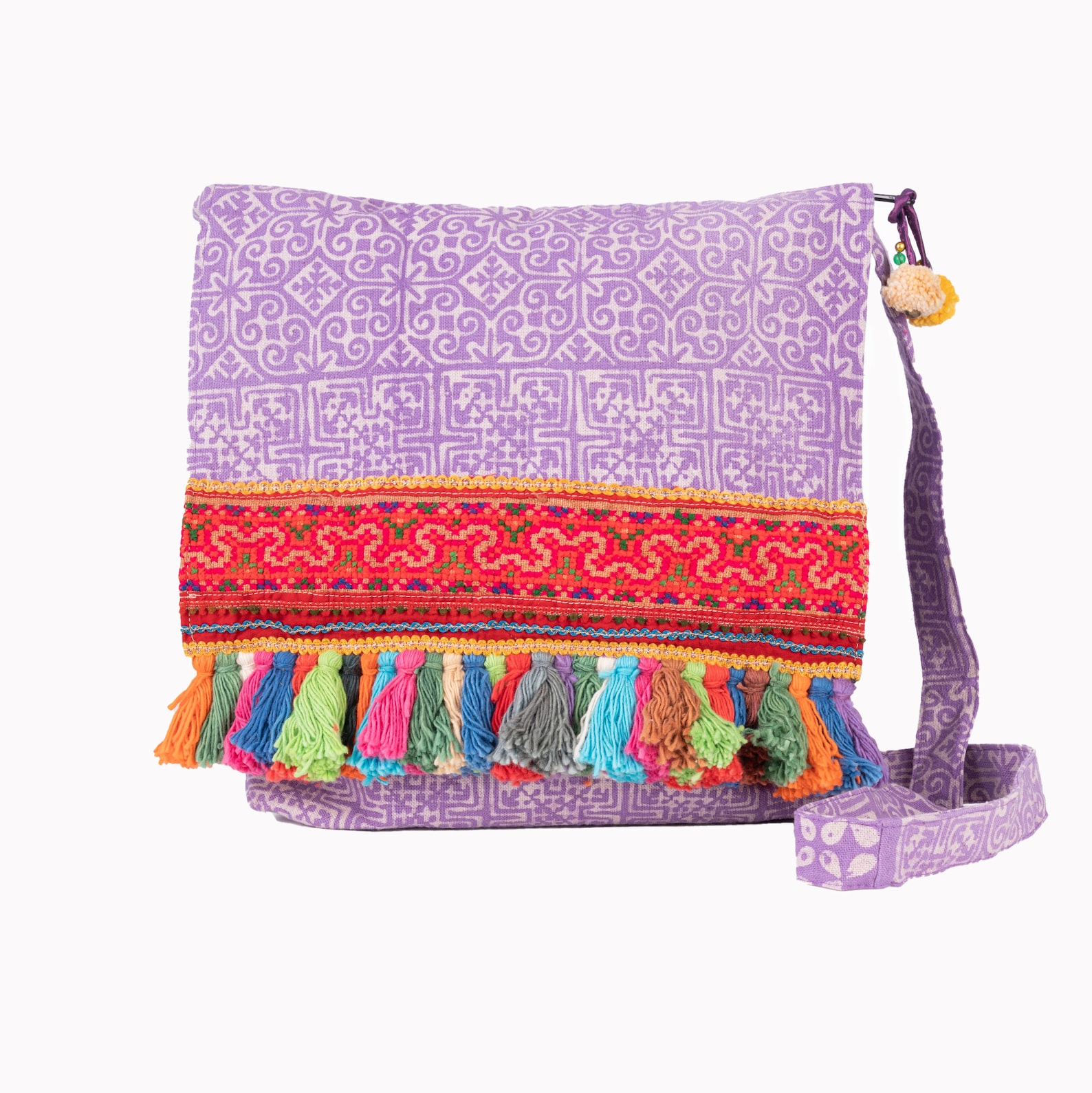 Bohemian Sling Bag With Colorful Tassels Boho Crossbody Bag - Etsy