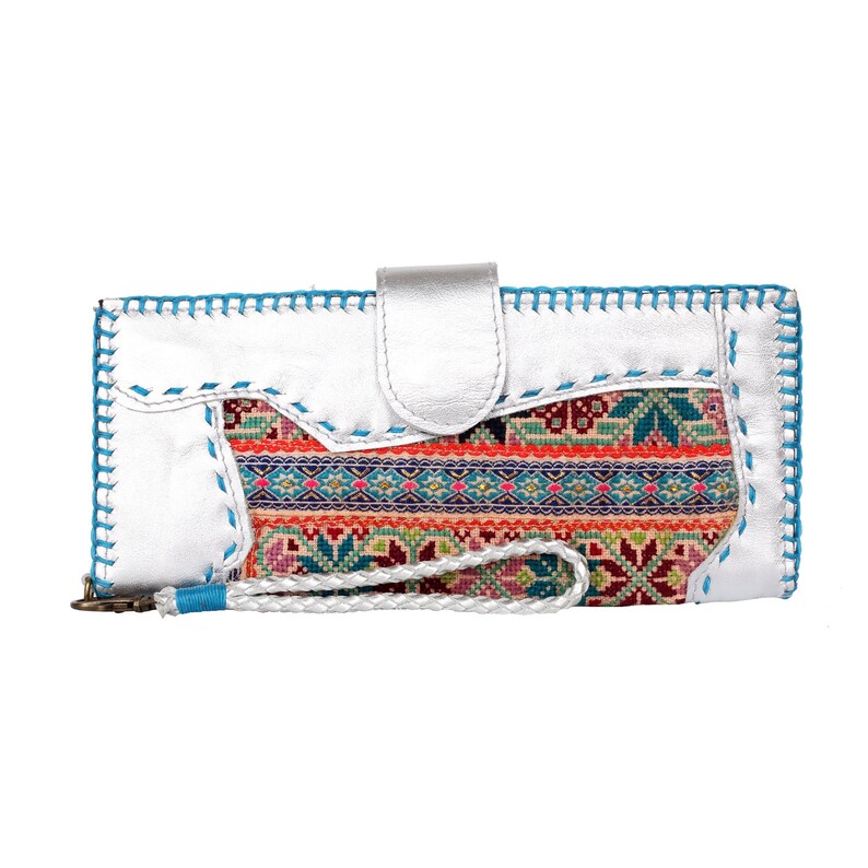 Metallic Silver Leather Women's Wallet/purse With Vintage | Etsy