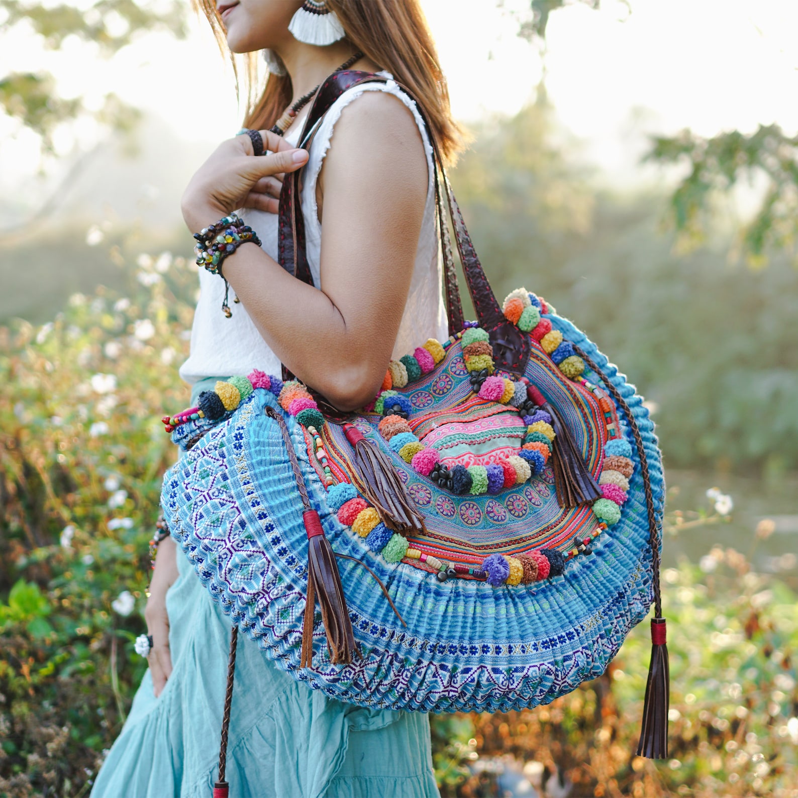 HALF MOON Unique Women's Shoulder Bag With Leather Strap, Beach Bag ...