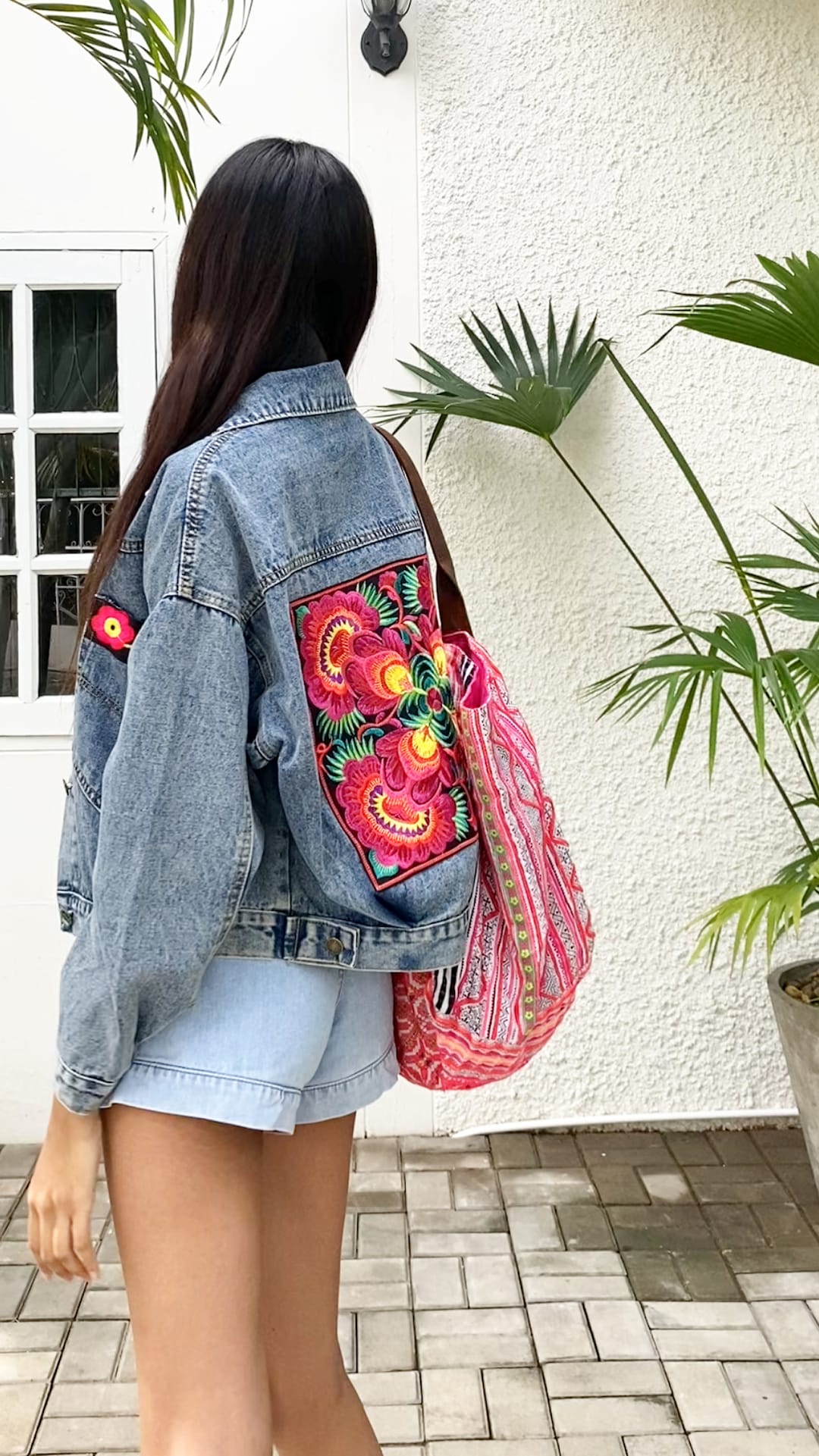 Boho Denim Jacket With Hmong Embroidery, Festival Jean Jacket ...