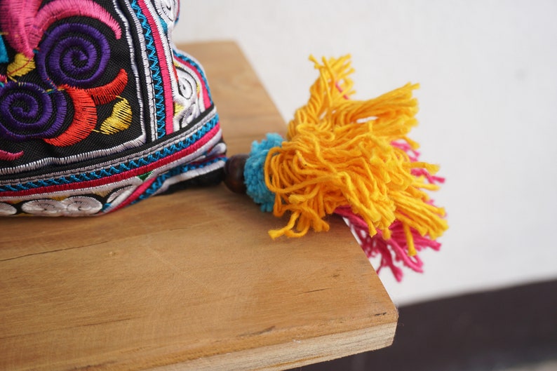 16x16 Colorful Hmong Embroidered Cushion Cover With Tassels - Etsy