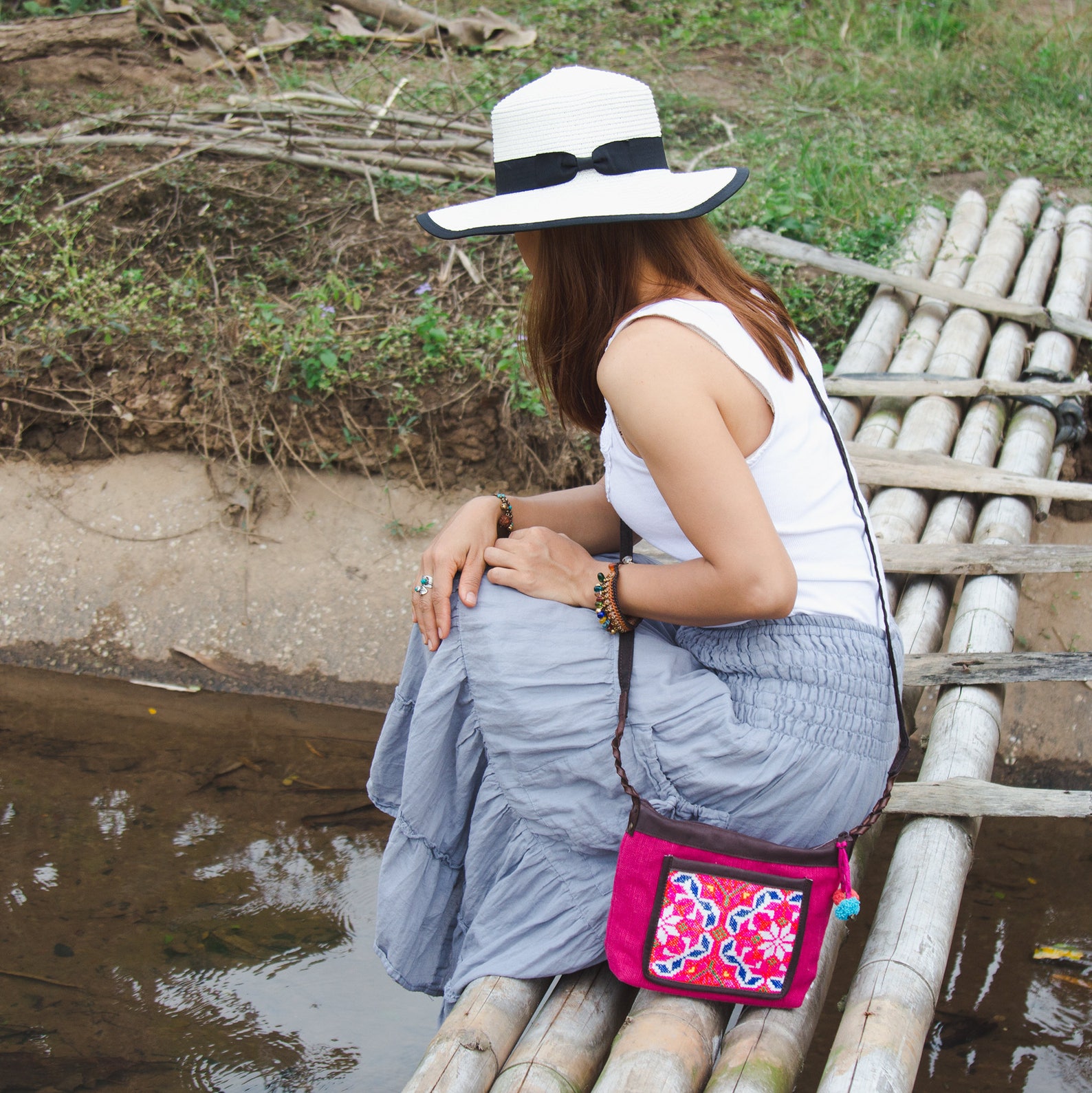 Hmong Crossbody Bag, Boho Purse, Vintage Embroidered Sling Bag for ...
