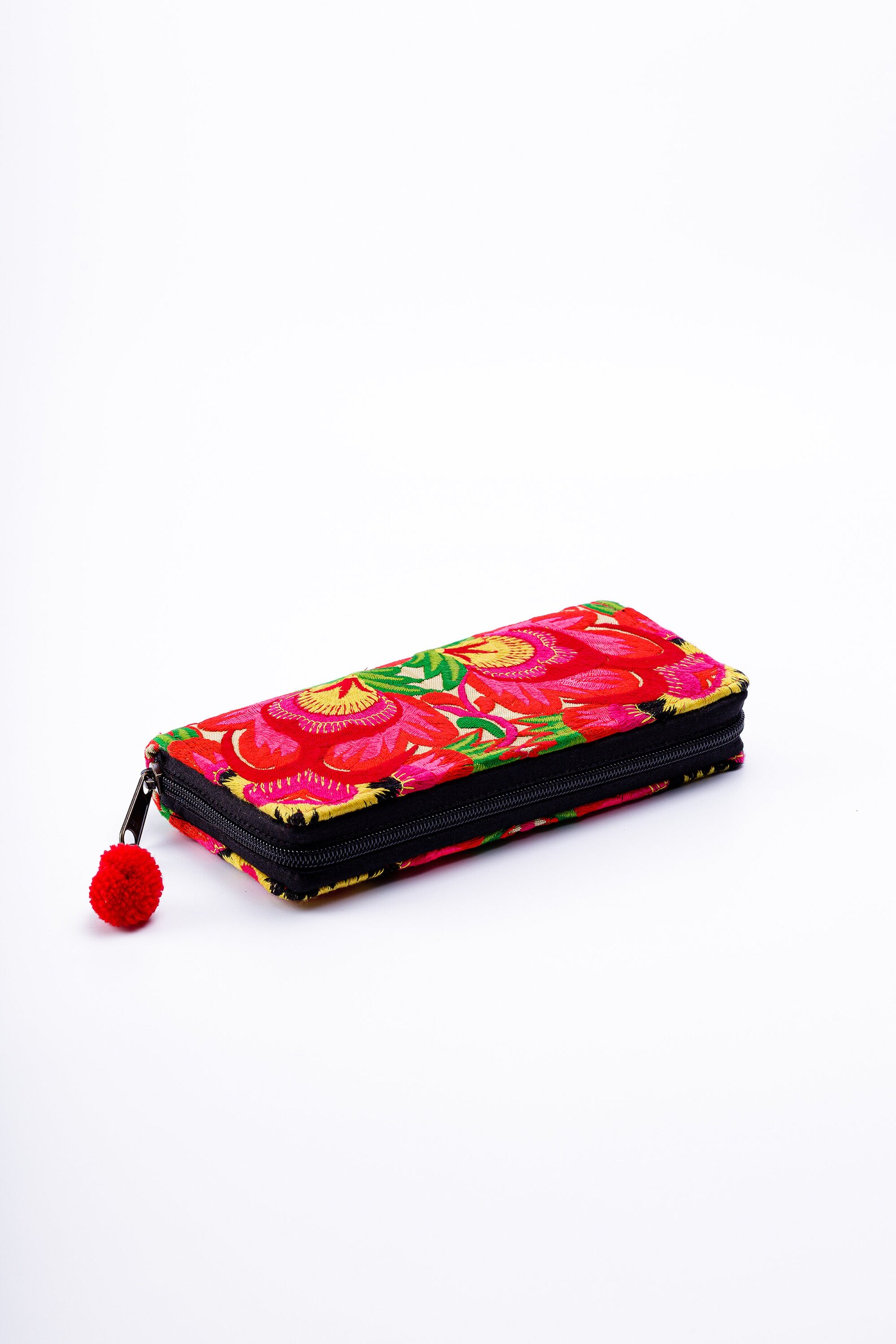 Floral Hmong Embroidered Wallet for Women With Pom Pom Yellow - Etsy