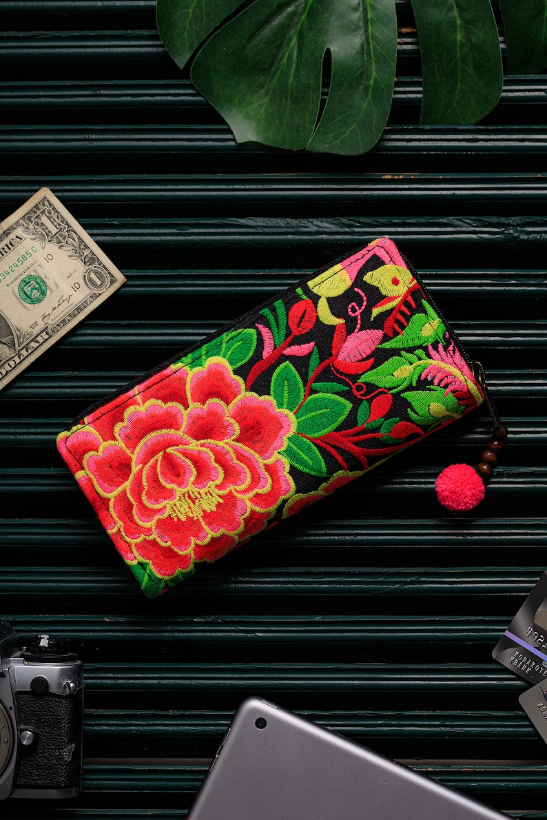 Unique Garden Embroidered Wallet Handmade by Hmong Tribe from | Etsy