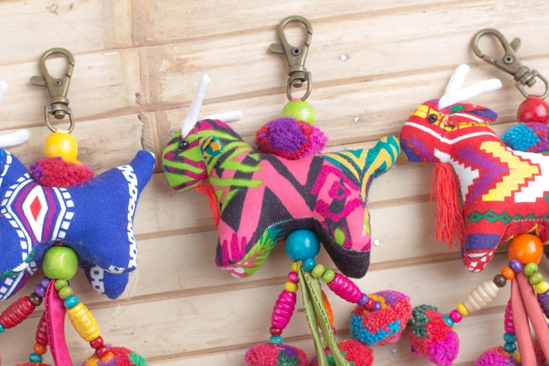 Handmade Colorful Goat Keychain, Bag Charm With Tassels - AC101GOAT - Etsy