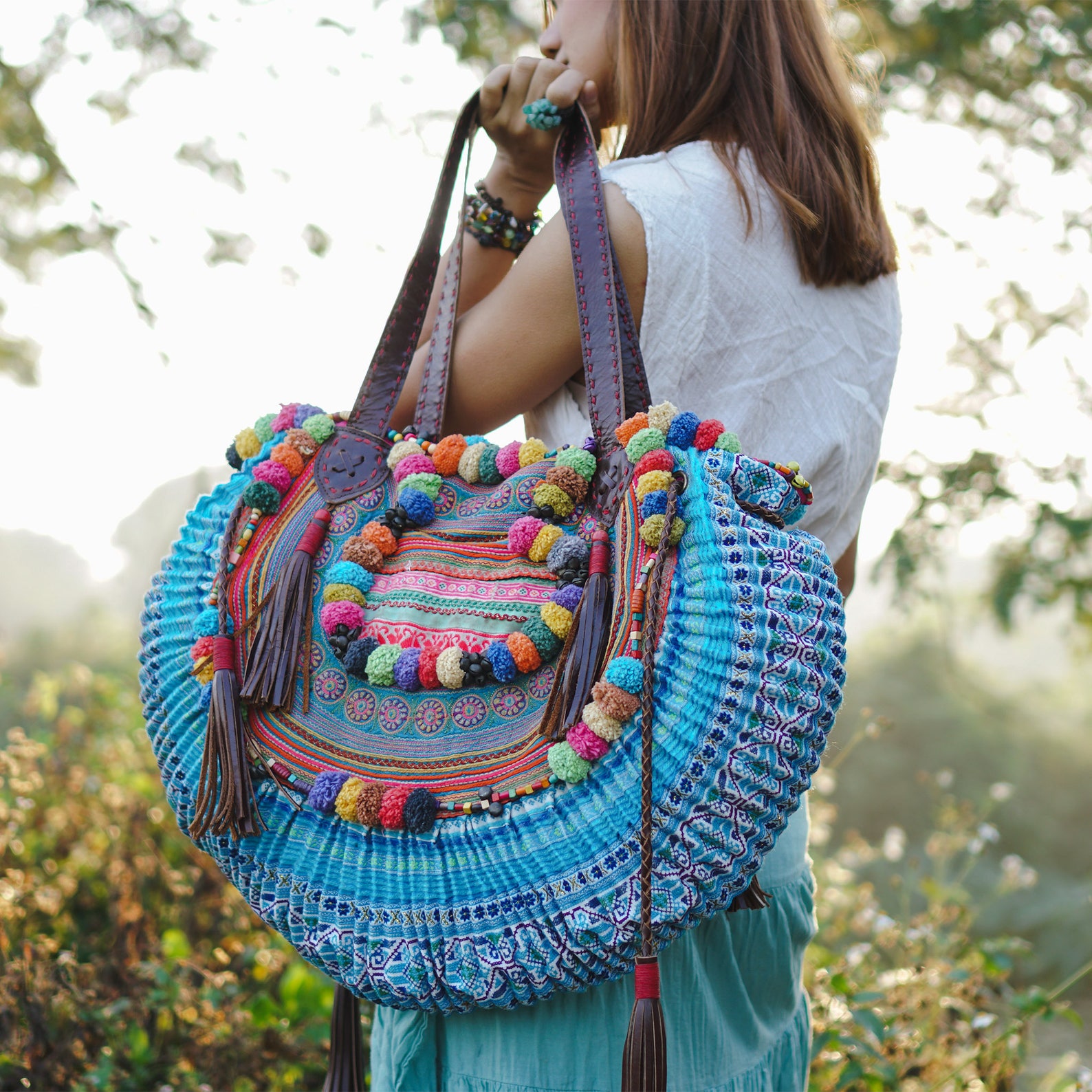 HALF MOON Unique Women's Shoulder Bag With Leather Strap, Beach Bag ...