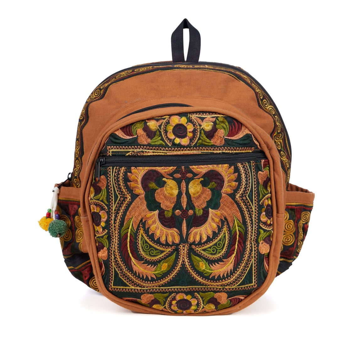 Mocha Hmong Backpack With Bird Pattern Embroidery Boho - Etsy
