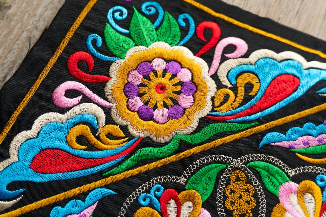 Colorful Butterfly Pattern Hmong Embroidered Textile Tribal - Etsy