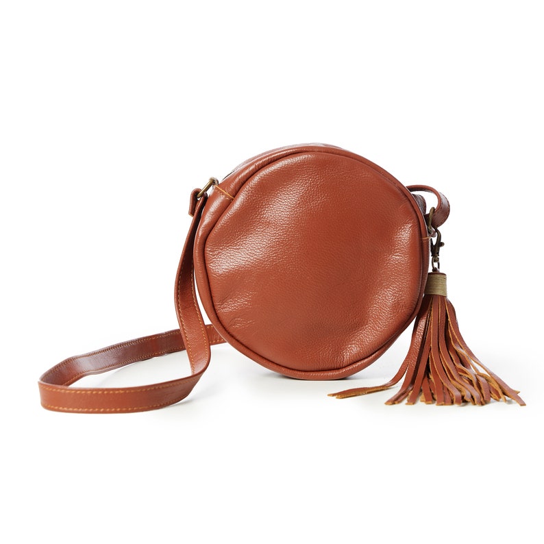 Yellow Bird Pattern Leather Round Crossbody Bag for Women, Unique Hmong ...