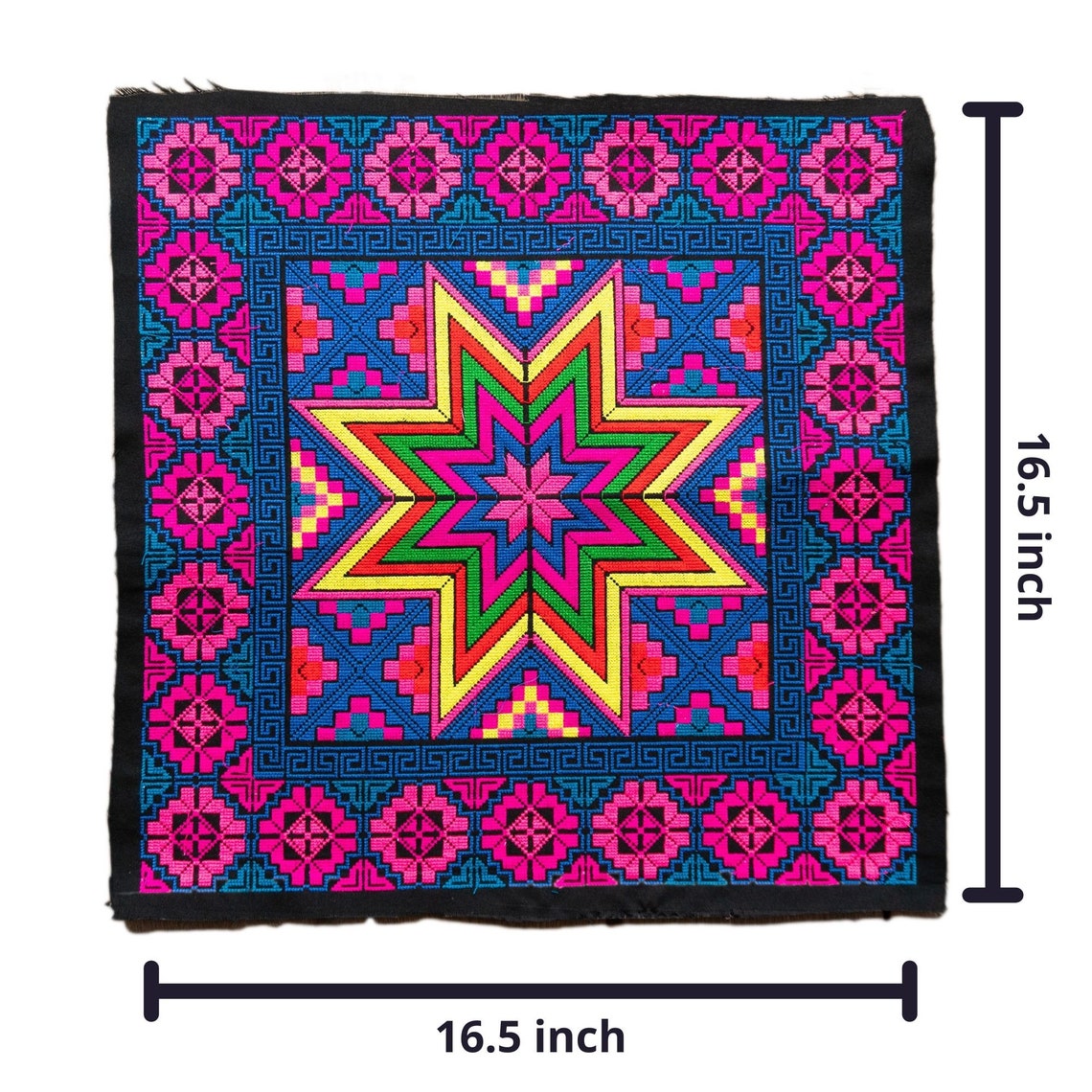 Amazing Multi Star Pattern Embroidered Textile From Thailand, New ...