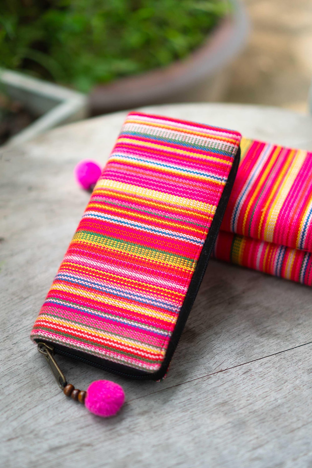 Karen Handwoven Wallet for Women, Thai Tribal Purse With Pom Pom - Etsy
