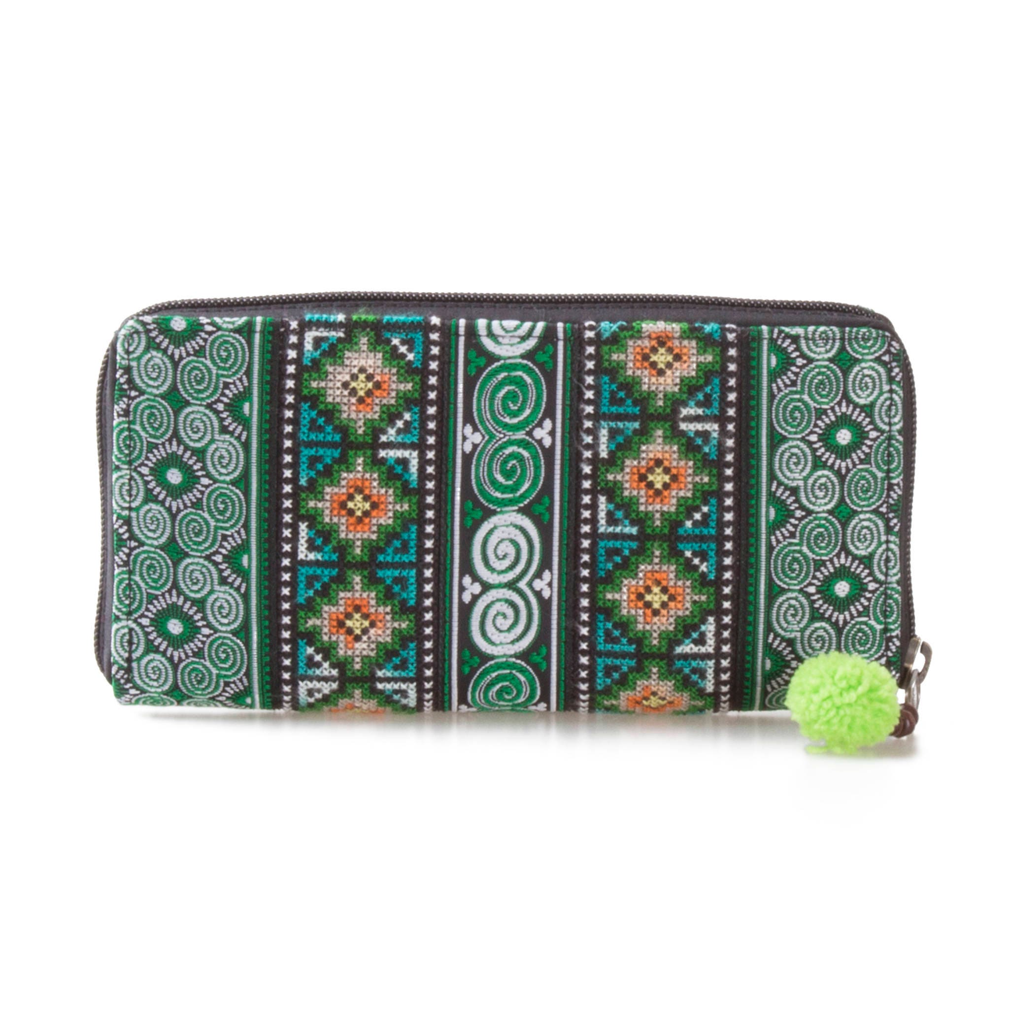 Green Hmong Tribal Embroidered Purse, Vintage Ethnic Wallet for Women ...