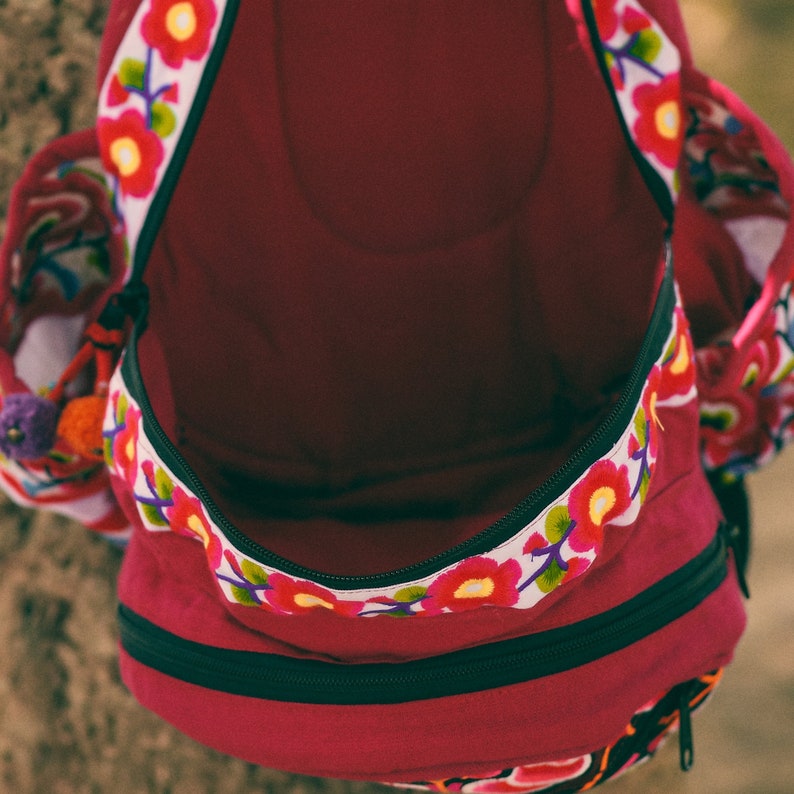 Pink Silkworm Hmong Backpack with Embroidery Boho Backpack | Etsy