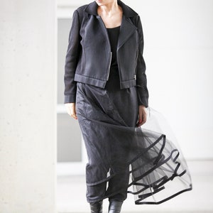Size S/ Tulle Coat/ Black Jacket/ Tulle Moto Jacket/ Jacket Women ...