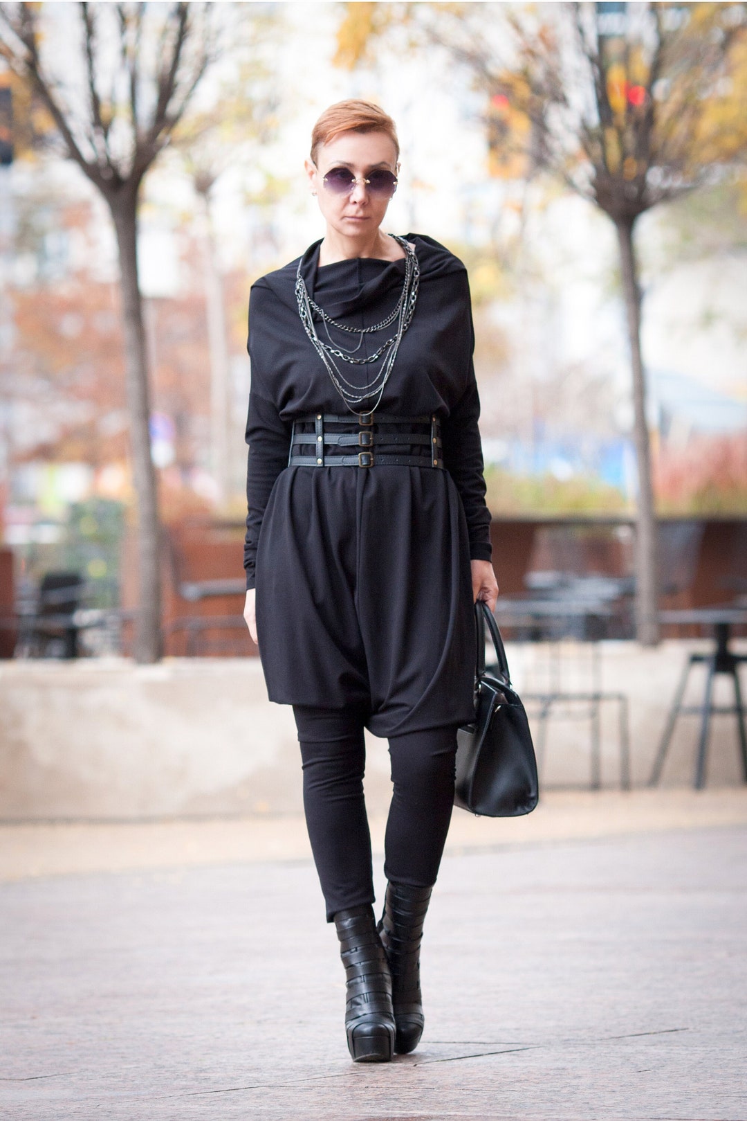 Loose Baggy Jumpsuit/ Jumpsuit Women/ Drop Crotch Jumpsuit/ Black Harem ...