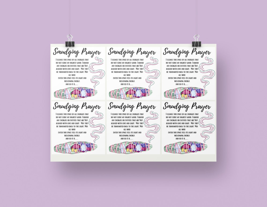 Printable Smudging Prayer Instant Digital Download Smudging - Etsy Canada